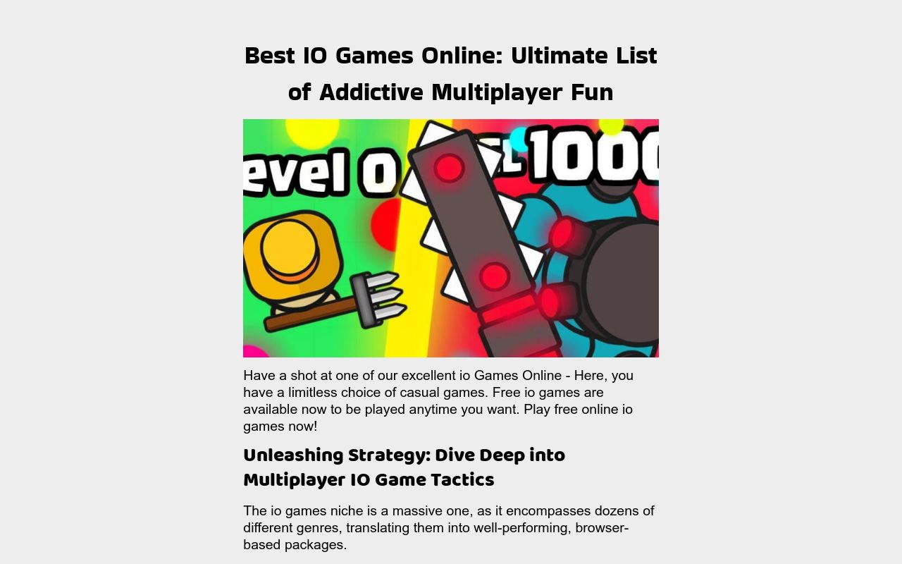 Best IO Games Online: Ultimate List of Addictive Multiplayer Fun